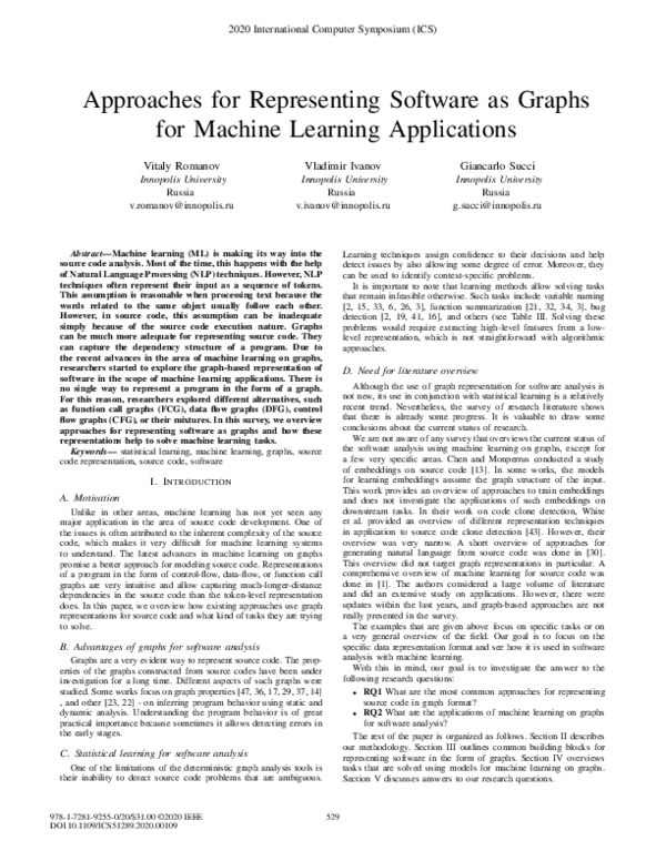 (PDF) Approaches for Representing Software as Graphs for Machine ...