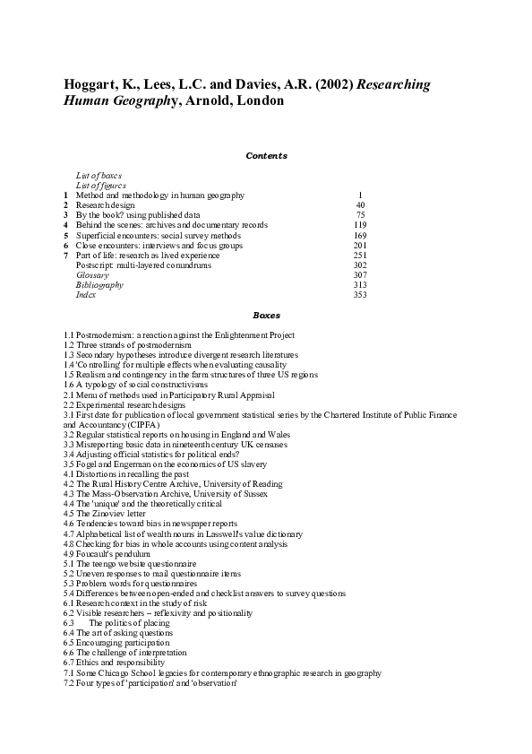 (PDF) Researching Human Geography