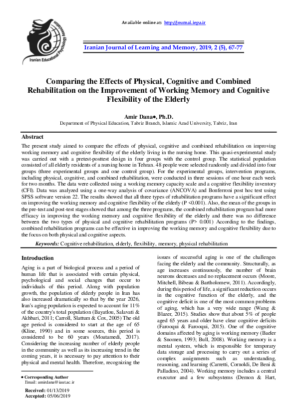 Pdf Comparing The Effects Of Physical Cognitive And Combined