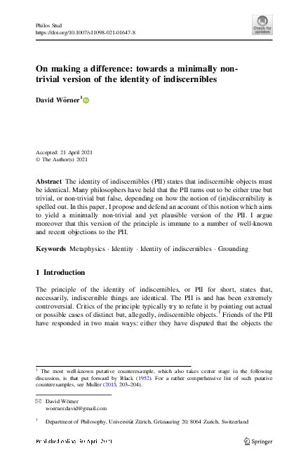 (PDF) On making a difference: towards a minimally non-trivial version ...