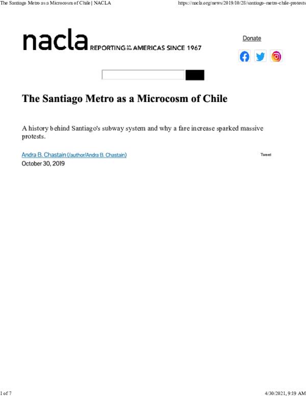 (PDF) The Santiago Metro as Microcosm of Chile