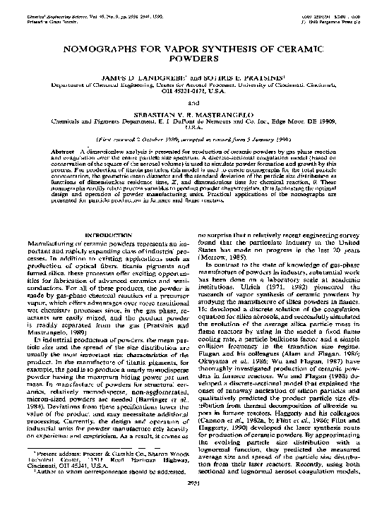 (PDF) Nomographs for vapor synthesis of ceramic powders | Sotiris e ...