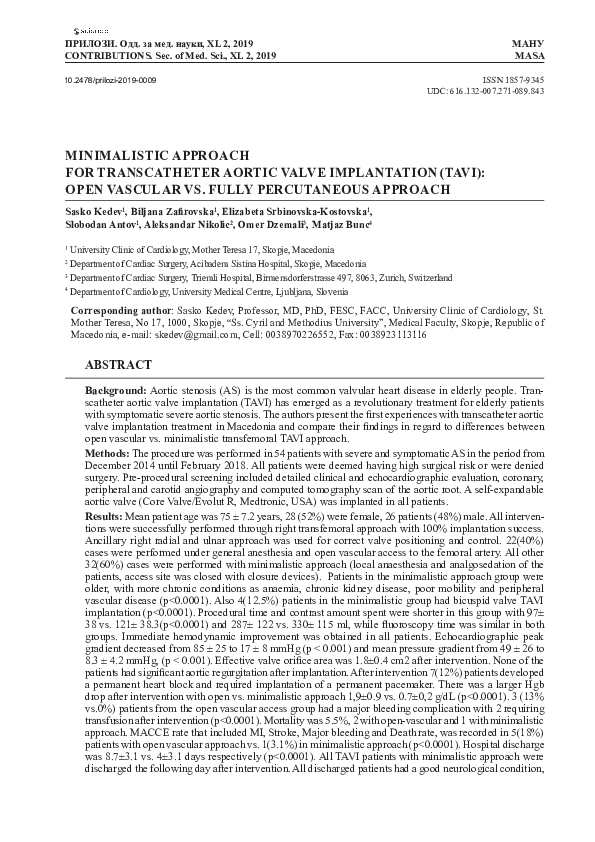 (PDF) Minimalistic Approach for Transcatheter Aortic Valve Implantation ...