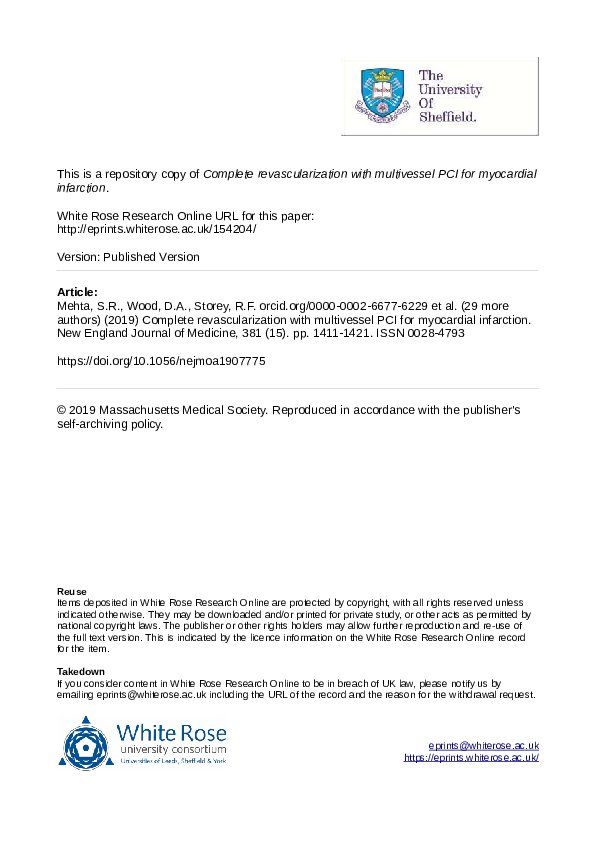 (PDF) Complete Revascularization with Multivessel PCI for Myocardial ...
