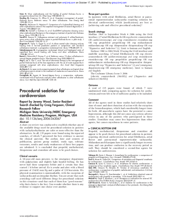 (PDF) Procedural sedation for cardioversion