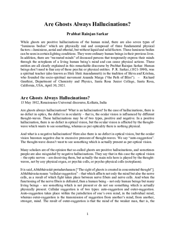 (PDF) Are Ghosts Always Hallucinations?