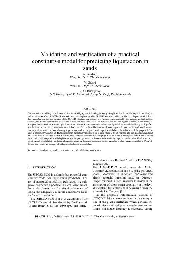 Pdf Validation And Verification Of A Practical Constitutive Model For