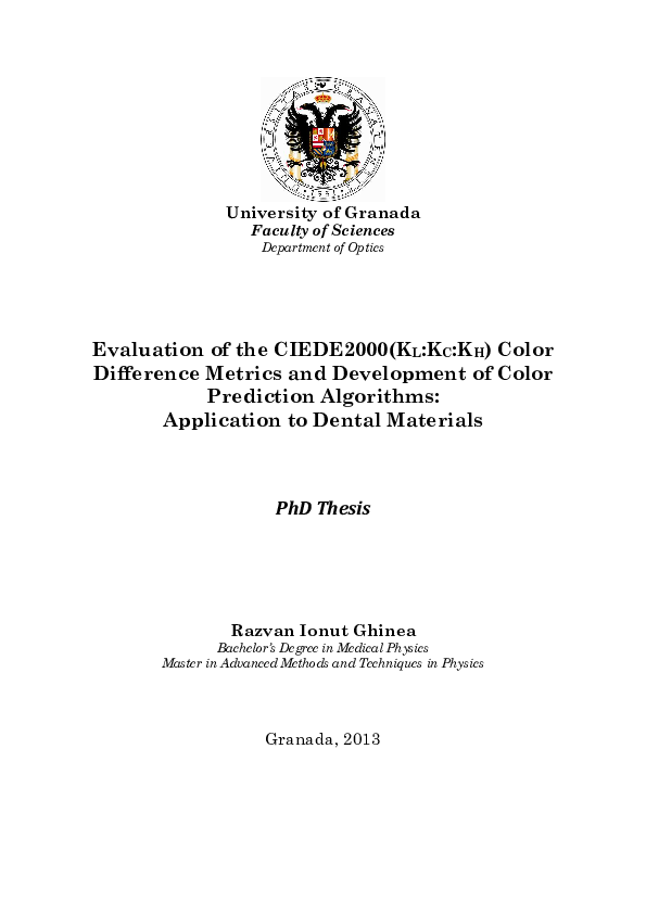 (PDF) Evaluation of the CIEDE2000 (KL:KC:KH) color difference metrics ...