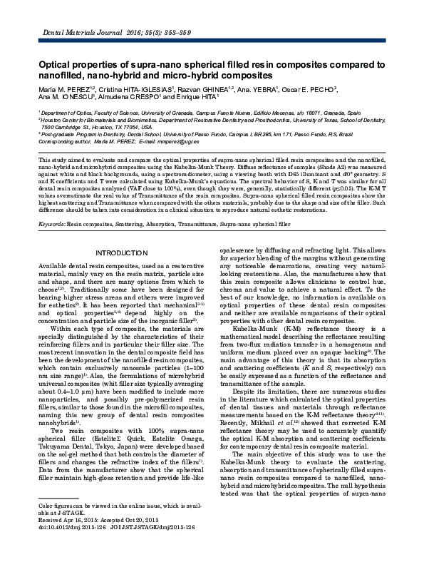 (PDF) Optical properties of supra-nano spherical filled resin ...