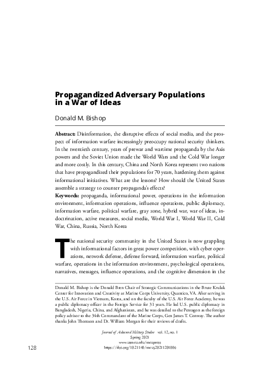 (PDF) Propagandized Adversary Populations in a War of Ideas