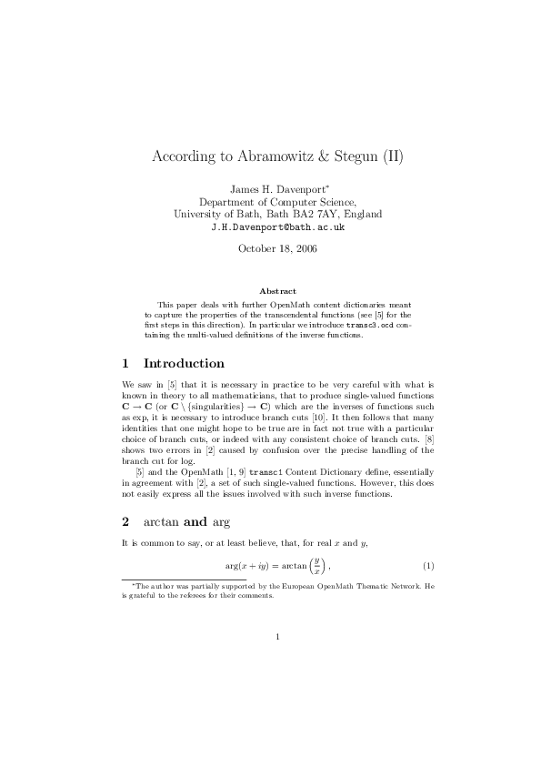 (PDF) According to Abramowitz & Stegun (II)