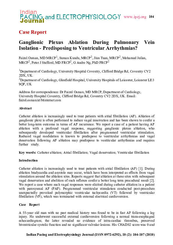 (PDF) Ganglionic Plexus Ablation During Pulmonary Vein Isolation ...
