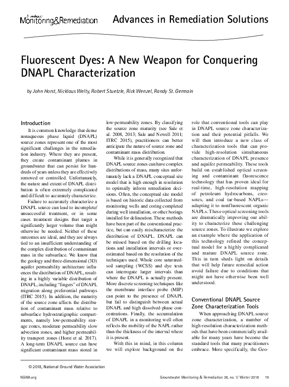 (PDF) Fluorescent Dyes: A New Weapon for Conquering DNAPL Characterization