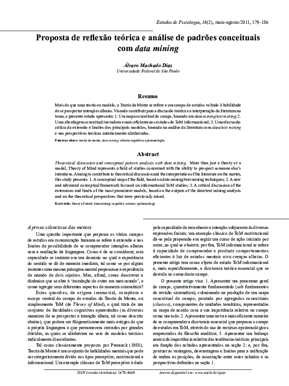 Proposta de reflexão teórica e análise de padrões conceituais com data mining