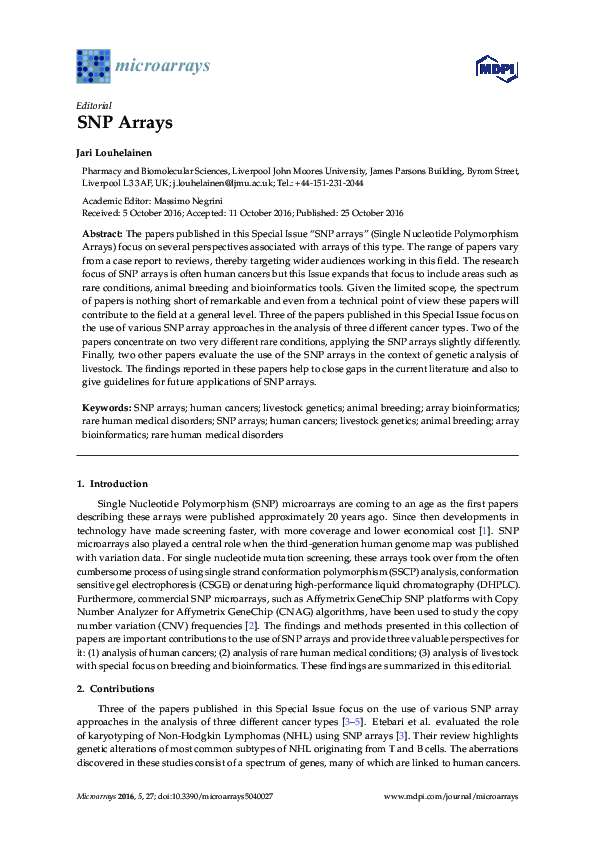 (PDF) SNP Arrays