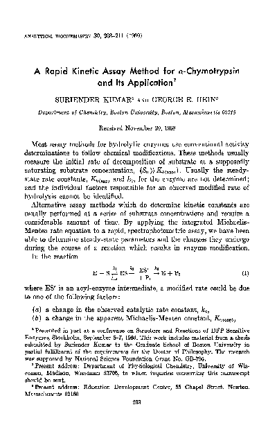 (PDF) A rapid kinetic assay method for α-chymotrypsin and its application