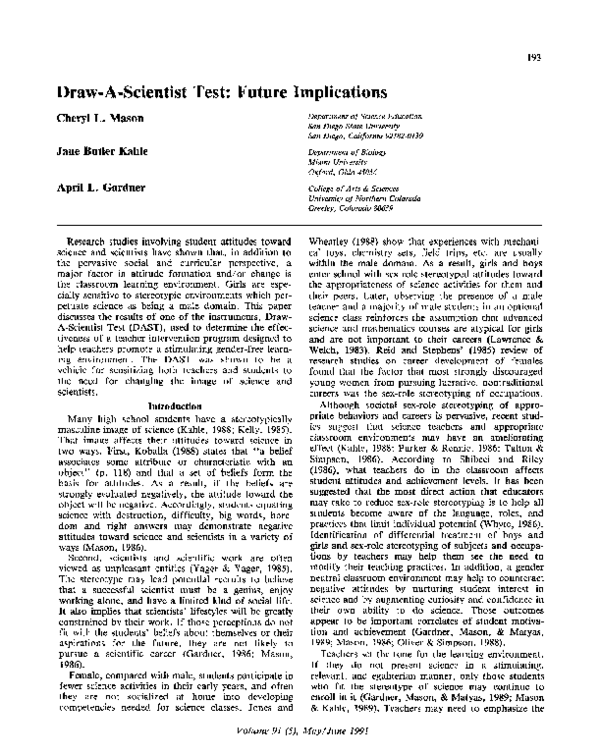 (PDF) Draw-A-Scientist Test: Future Implications