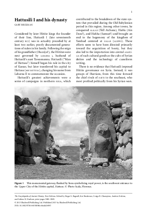 (PDF) Hattusili I and his dynasty