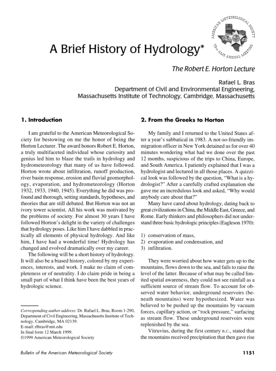 (PDF) A Brief History of Hydrology*