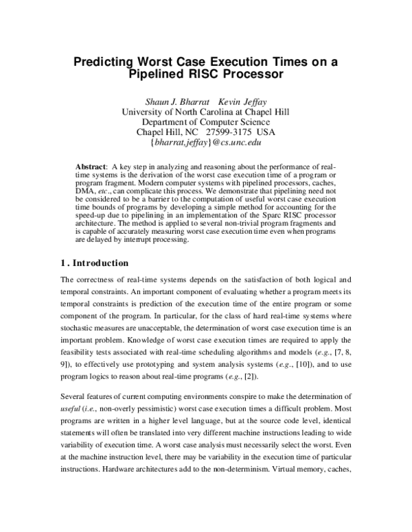 Pdf Worst Case Execution Time On Pipelined Risc