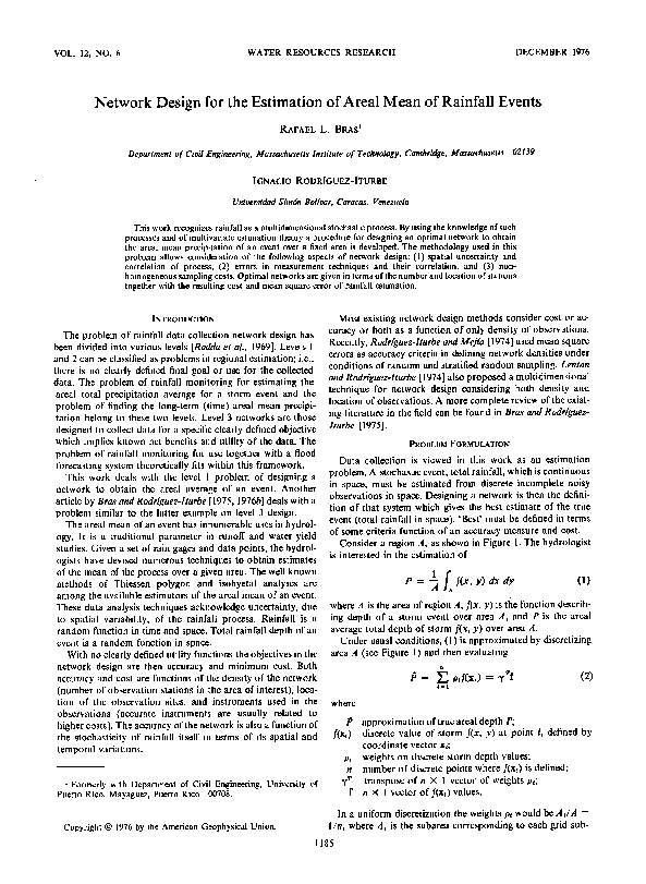 (PDF) Network design for the estimation of areal mean of rainfall events