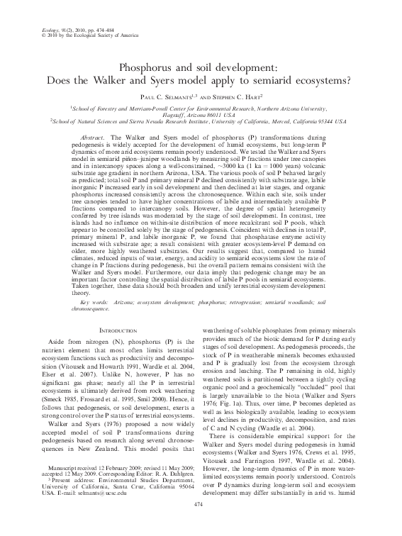 (PDF) Phosphorus and soil development: Does the Walker and Syers model ...