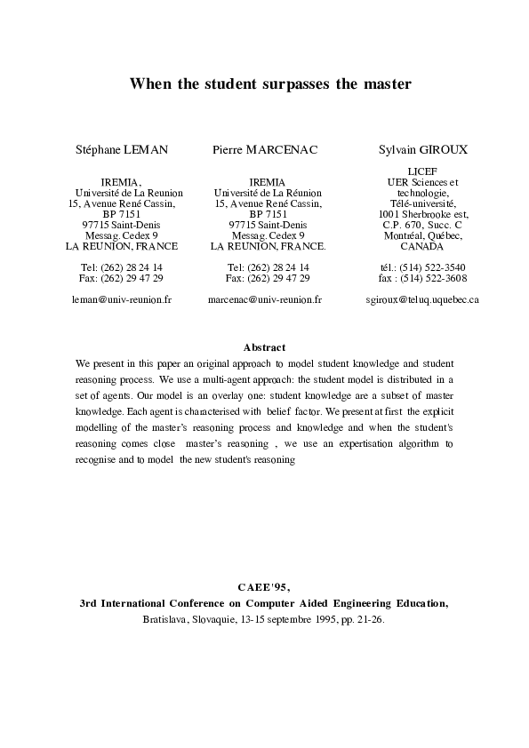 (PDF) When the student surpasses the master