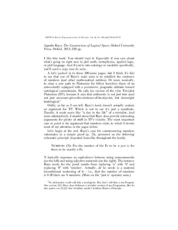 (PDF) Agustín Rayo, The Construction of Logical Space