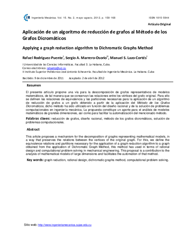 (PDF) Aplicación de un algoritmo de reducción de grafos al Método de los Grafos Dicromáticos ...