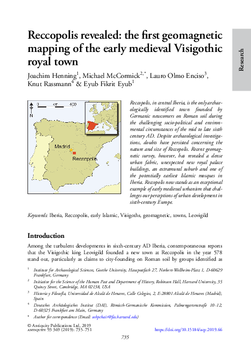 (PDF) Reccopolis revealed: the first geomagnetic mapping of the early medieval Visigothic royal town