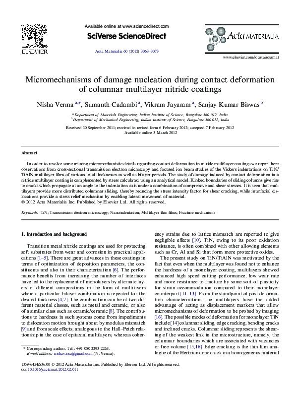 (PDF) Micromechanisms of damage nucleation during contact deformation of columnar multilayer ...