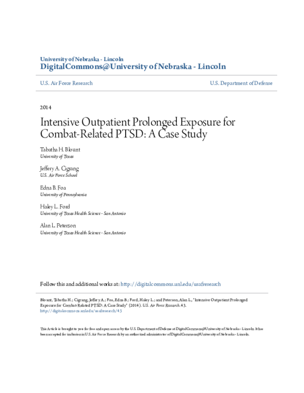 (PDF) Intensive Outpatient Prolonged Exposure for Combat-Related PTSD ...