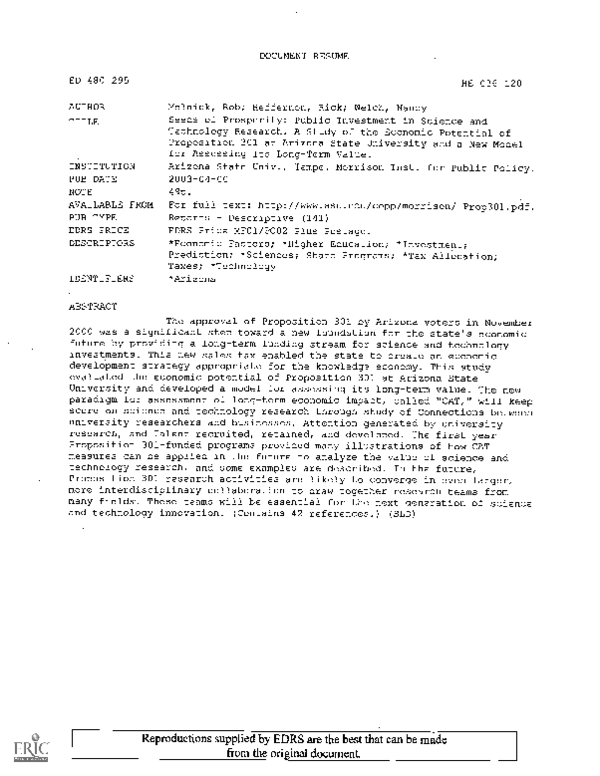 (PDF) Seeds of Prosperity: Public Investment in Science and Technology ...