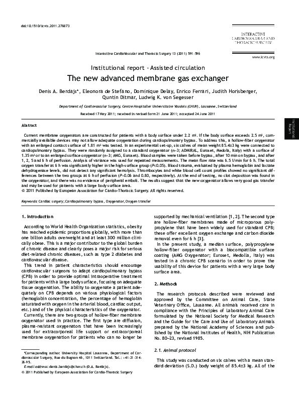(PDF) The new advanced membrane gas exchanger | Enrico Ferrari ...