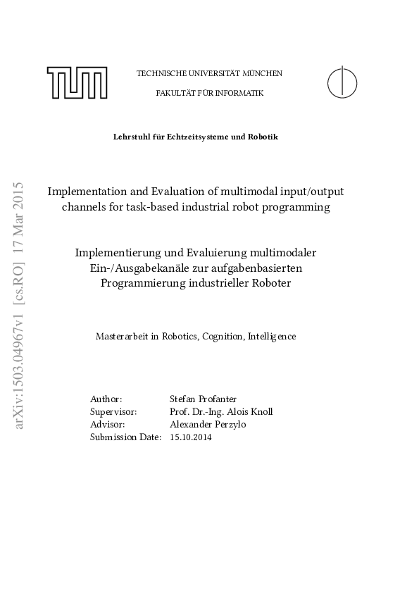 (PDF) Implementation and Evaluation of multimodal input/output channels for task-based ...