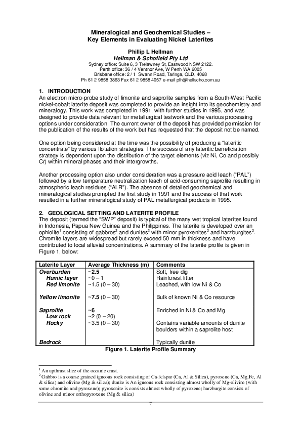 (PDF) ALTA 2001 NICKEL/COBALT - 7 TABLE OF CONTENTS New Project ...
