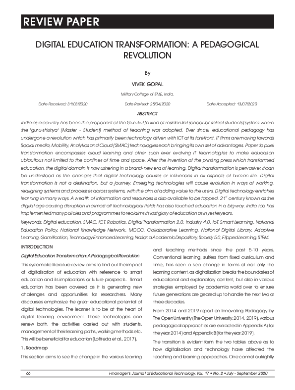 (PDF) DIGITAL EDUCATION TRANSFORMATION: A PEDAGOGICAL REVOLUTION