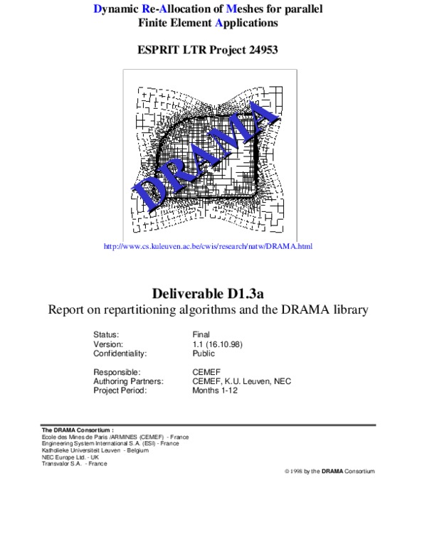 Pdf Drama Dynamic Re Allocation Of Meshes For Parallel Finite Element Applications Chris 