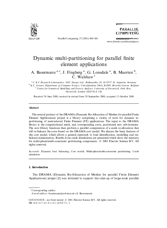 (PDF) Dynamic multi-partitioning for parallel finite element applications