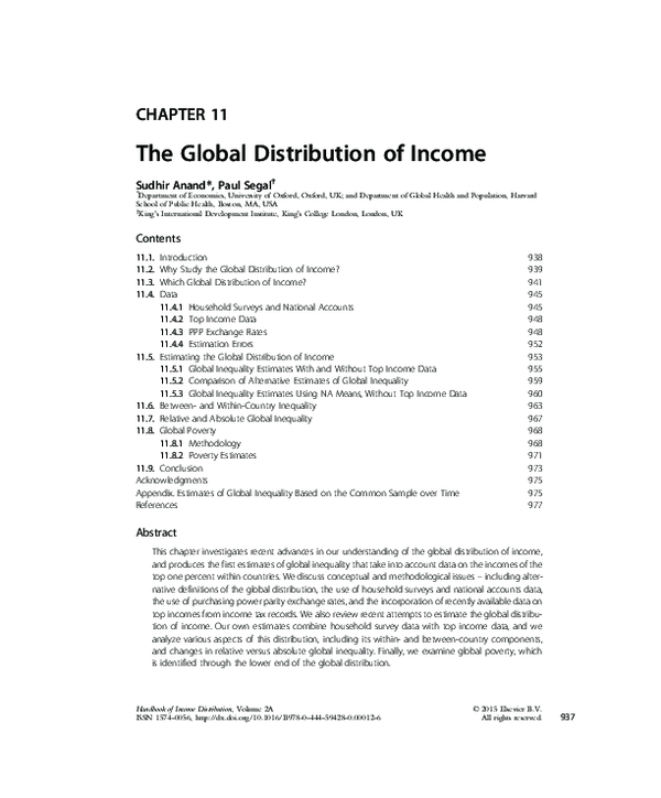 (PDF) The Global Distribution of Income