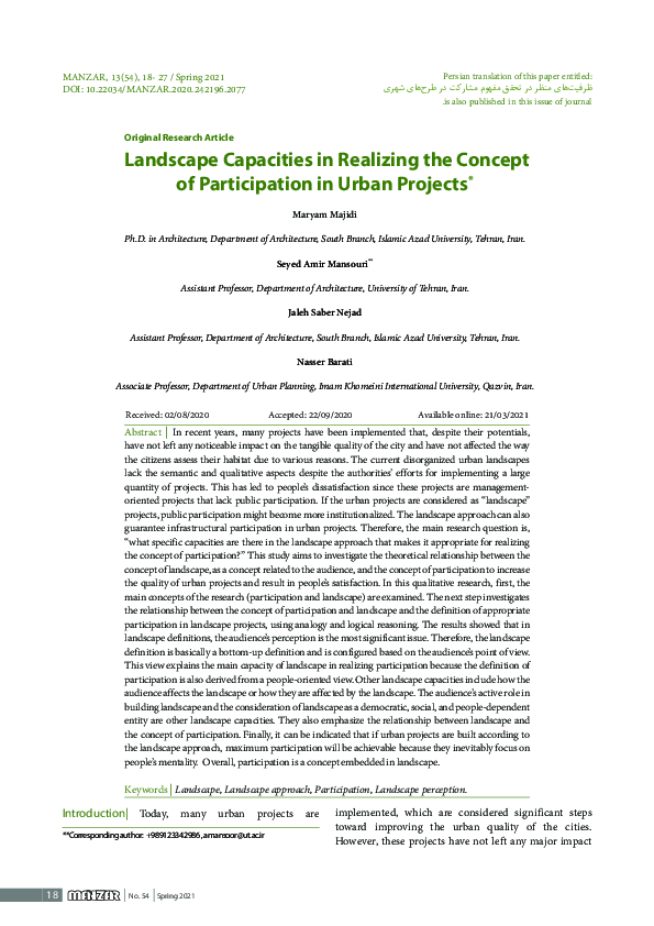 (PDF) Landscape Capacities in Realizing the Concept of Participation in ...