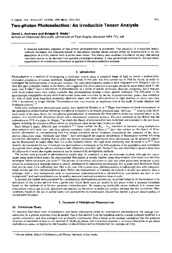 (PDF) Two-photon photoselection: an irreducible tensor analysis