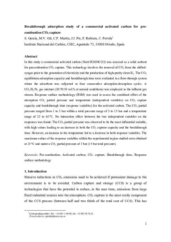 (PDF) Breakthrough adsorption study of a commercial activated carbon ...