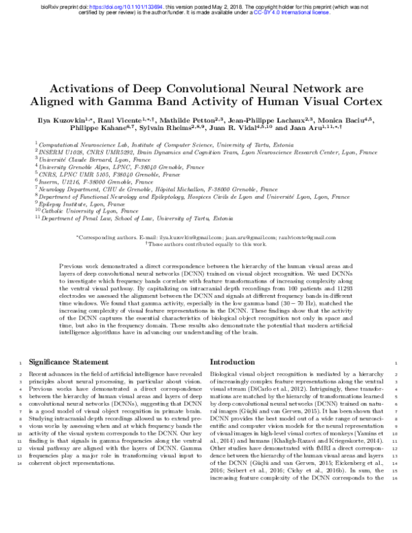 (PDF) Activations of Deep Convolutional Neural Network are Aligned with ...
