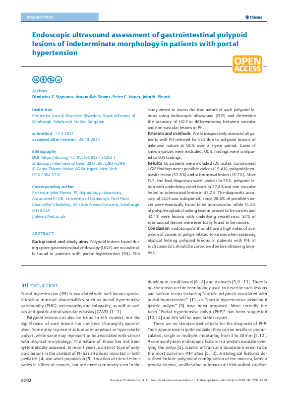 (PDF) Portal Hypertensive Polyps as Gastroscopic Finding in Liver ...