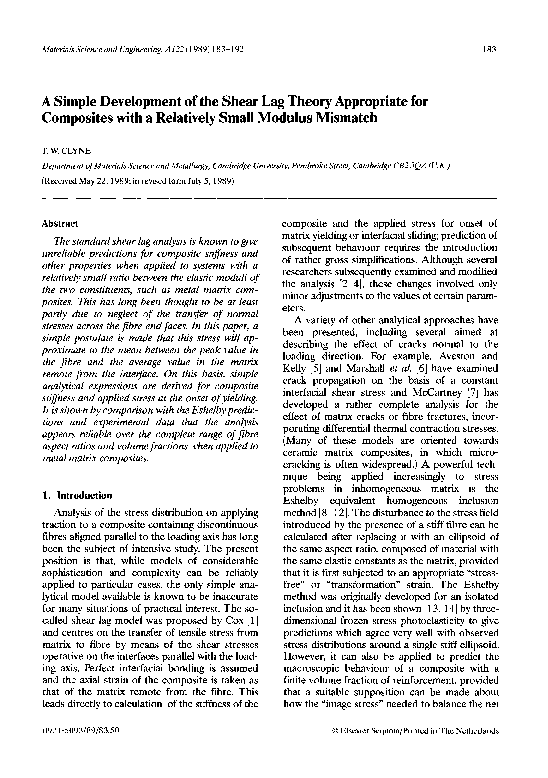 (PDF) A simple development of the shear lag theory appropriate for ...