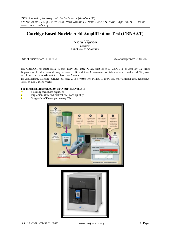 (PDF) Catridge Based Nucleic Acid Amplification Test (CBNAAT