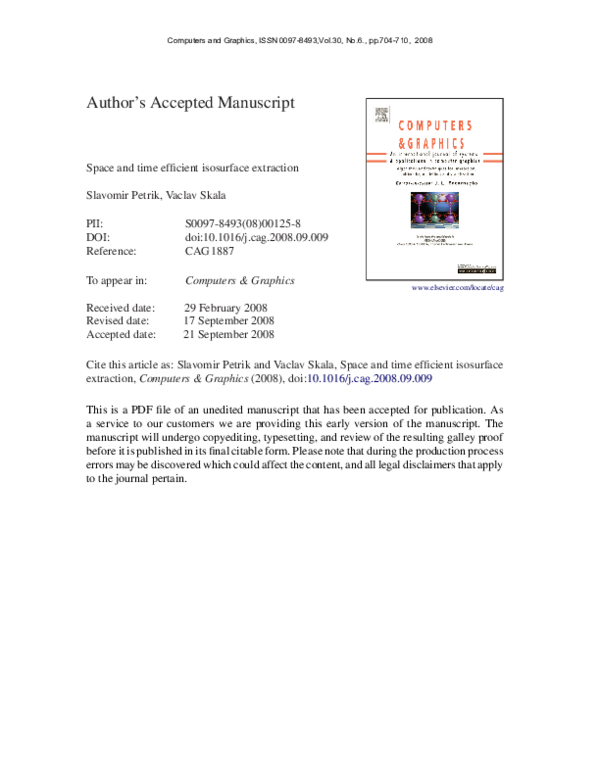 Pdf Space And Time Efficient Isosurface Extraction Space And Time