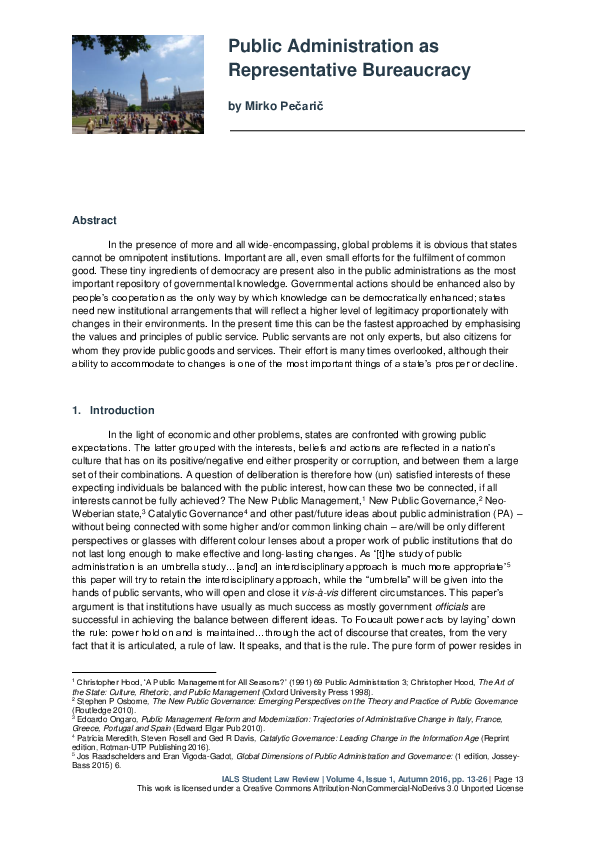 (PDF) Public Administration as Representative Bureaucracy