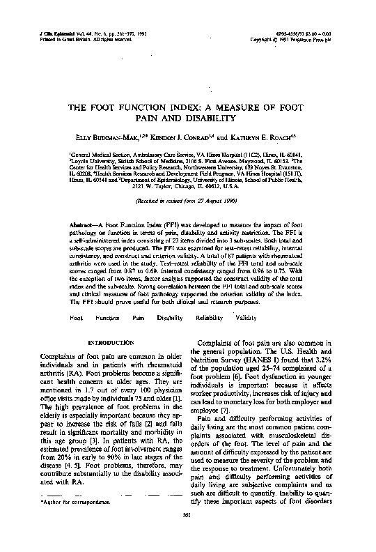 (PDF) The foot function index: A measure of foot pain and disability